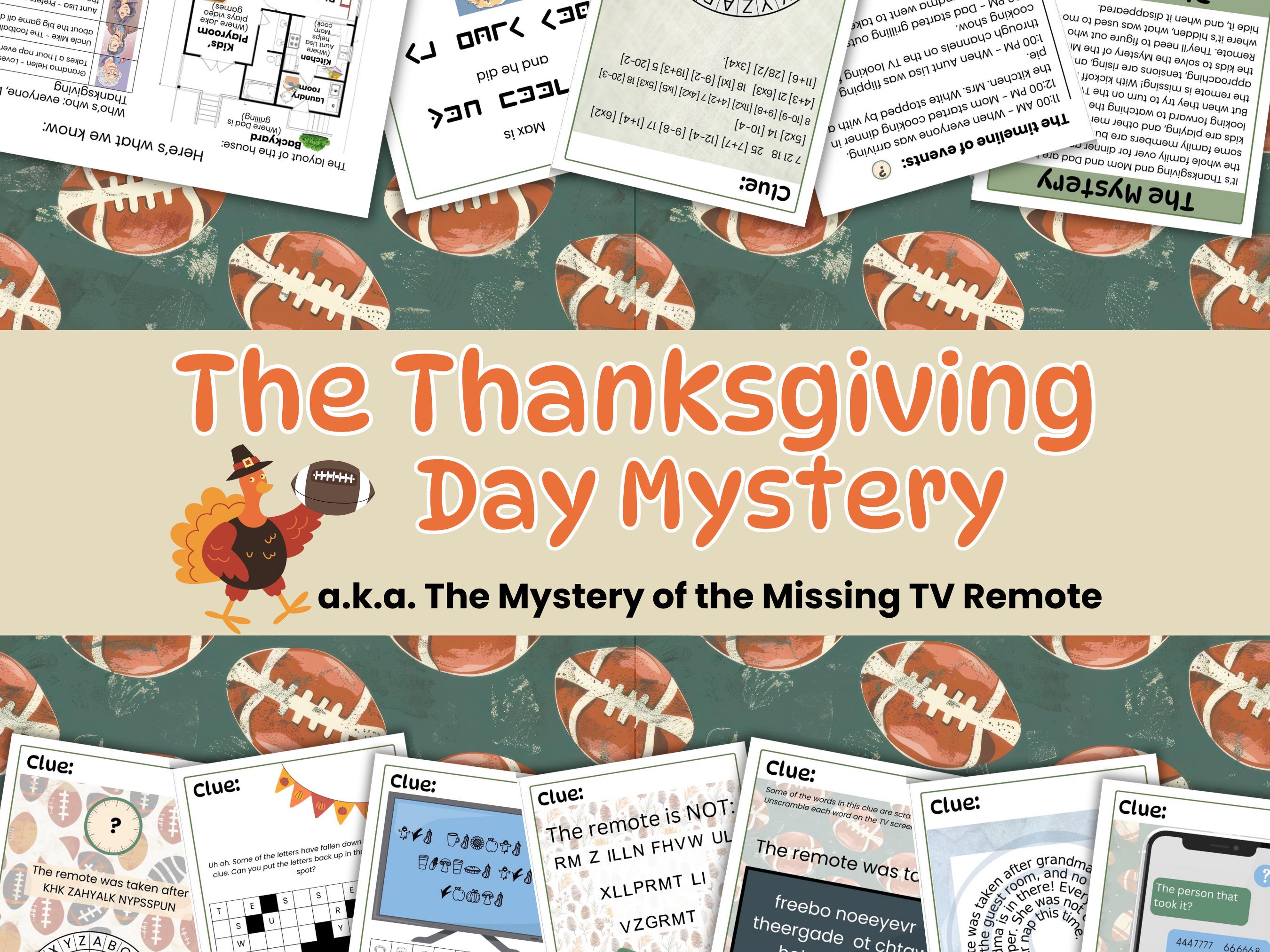 Thanksgiving Scavenger Hunt for Kids, Thanksgiving Escape Room Game for ...
