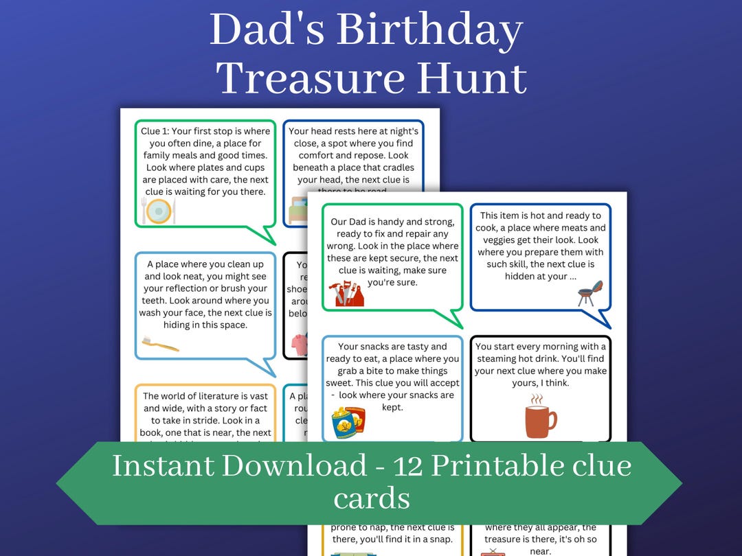 Scavenger Hunt for Dad, Indoor Treasure Hunt for Dad With Printable ...