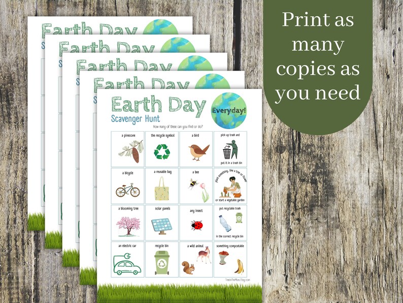 Earth Day Scavenger Hunt, Printable Outdoor Scavenger Hunt for Kids ...