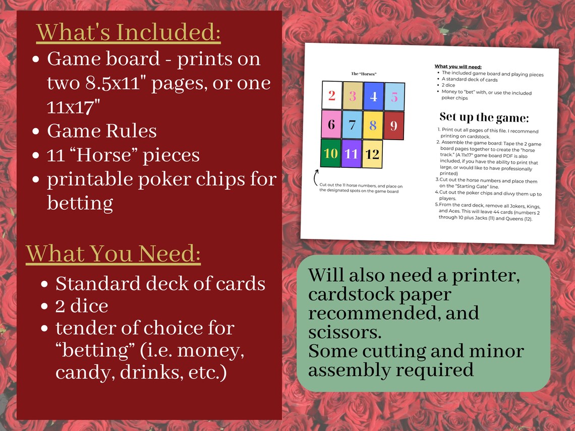 Horse Race Game Printable, Horse Racing Party Game, Horse Race Betting ...