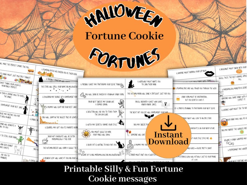 Halloween Fortune Cookie Messages, 120 Printable Funny Fortunes for ...