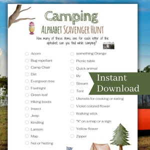 Camping Scavenger Hunt, Nature Scavenger Hunt for Kids, Printable ...