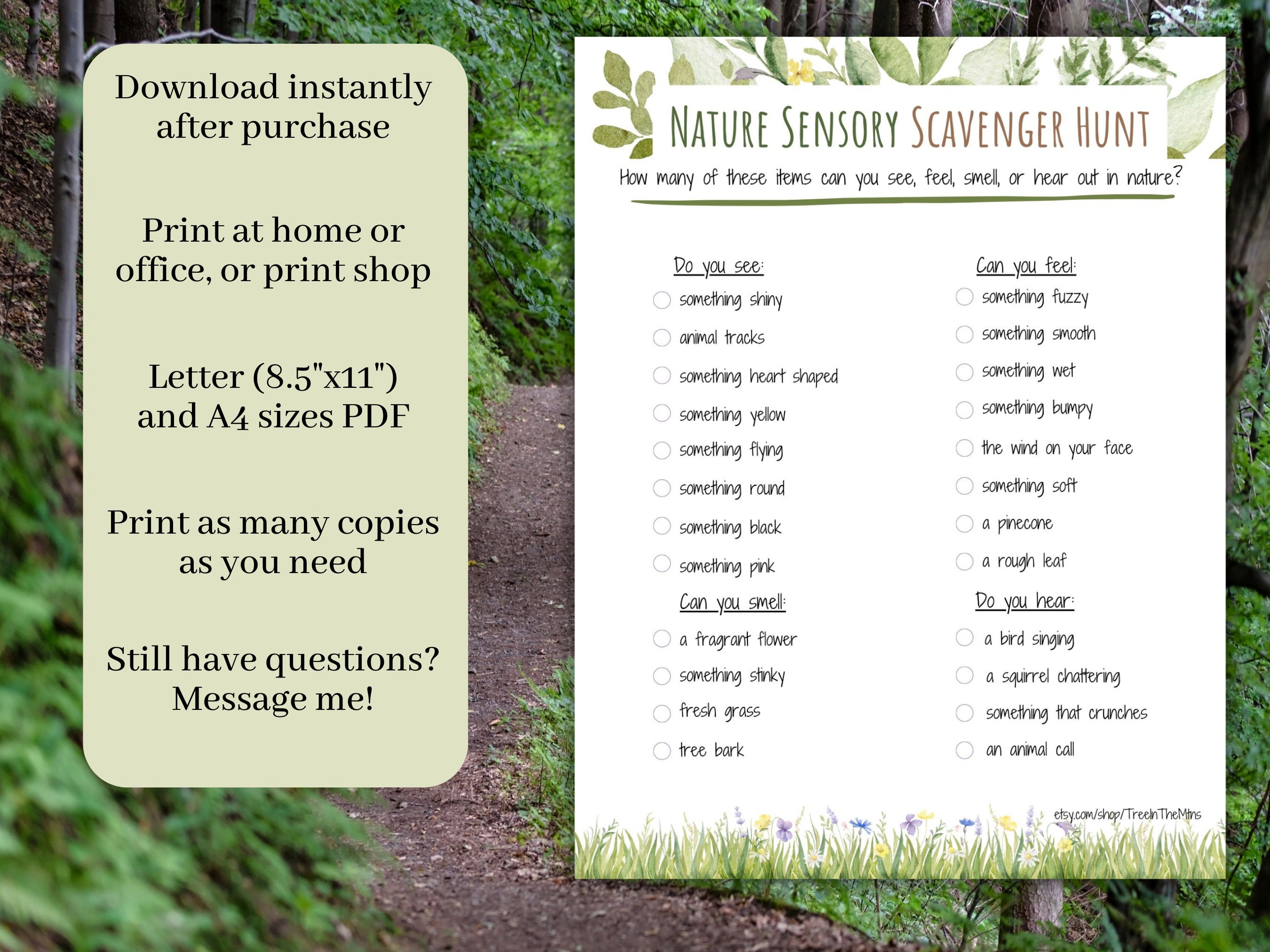 Nature Scavenger Hunt for Kids, Sensory Scavenger Hunt, Outdoor ...