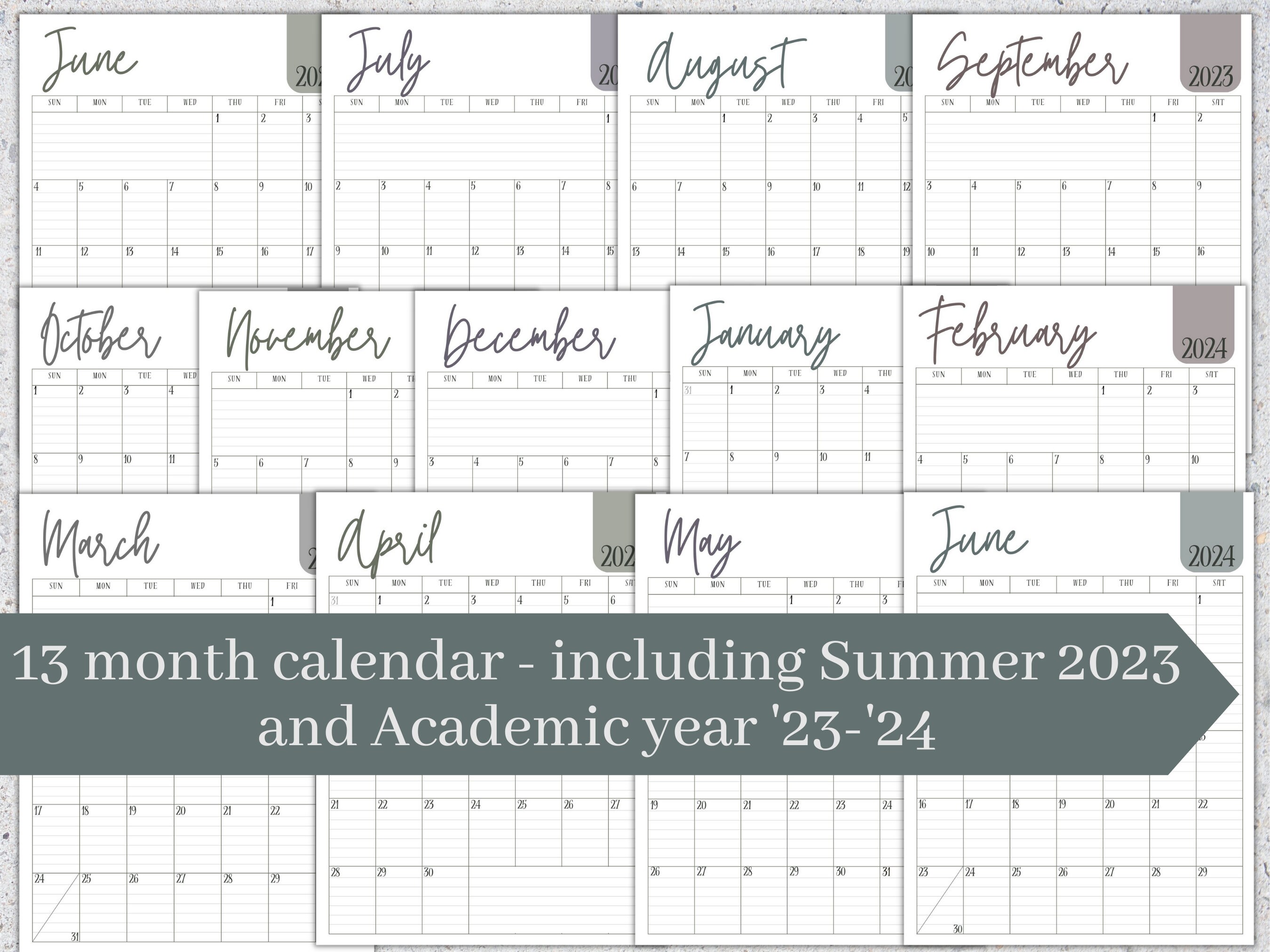 School Year Calendar for Academic Year 2023-2024 Printable - Etsy