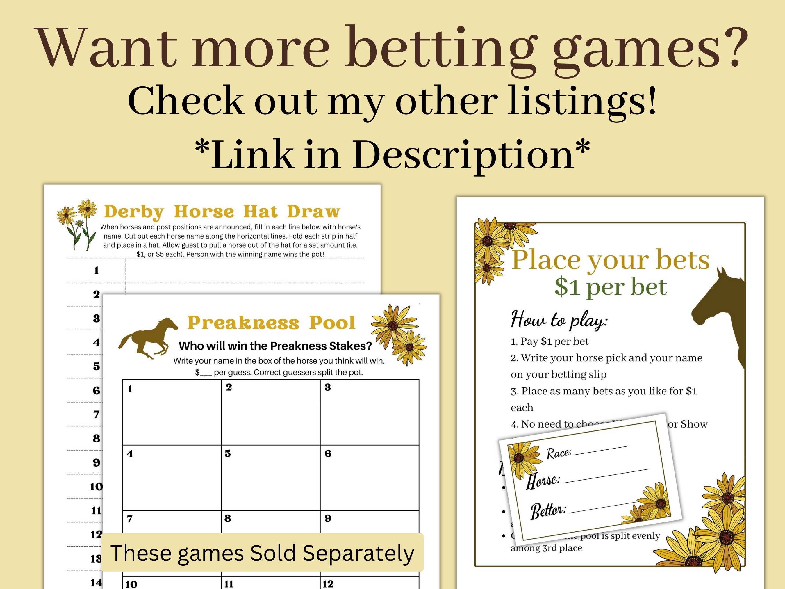 Betting Squares Game Preakness Party Betting Games Race Horse Betting ...