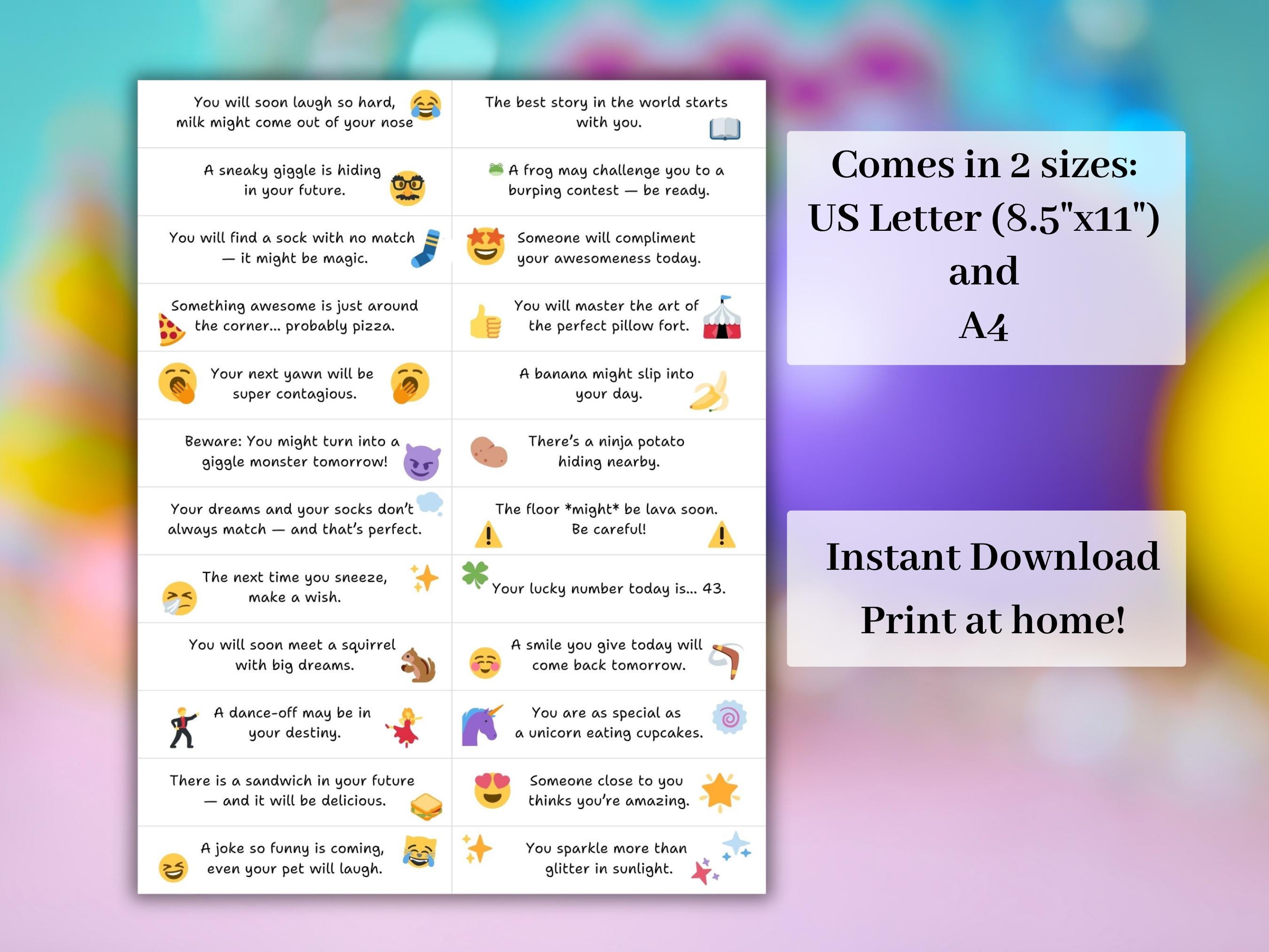 Printable Fortune Cookie Messages for Kids, Funny Fortune Cookie ...