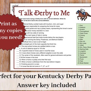 Derby Party Game, Printable Game for Your Kentucky Derby Party, Talk ...