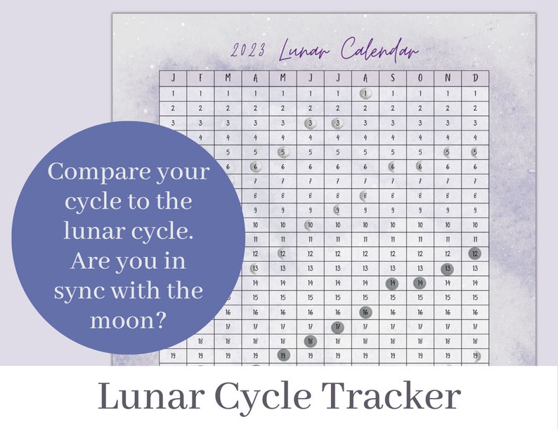 Period Tracker Printable Lunar Calendar 2024, Mood and Moon Tracker Monthly Menstrual Cycle ...