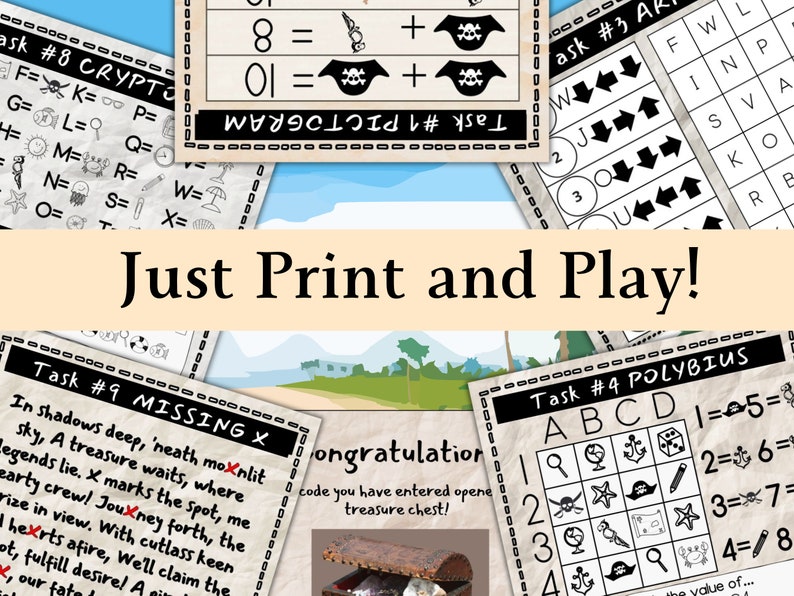 Escape Room Printable Game for Kids, Pirate Birthday Party Escape Game ...