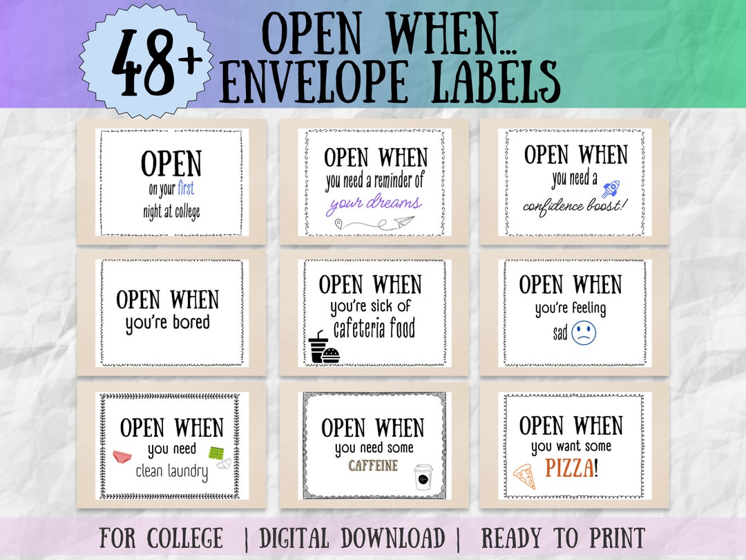 College Survival Kit, Open When Envelopes Gift for College Student, 48 ...
