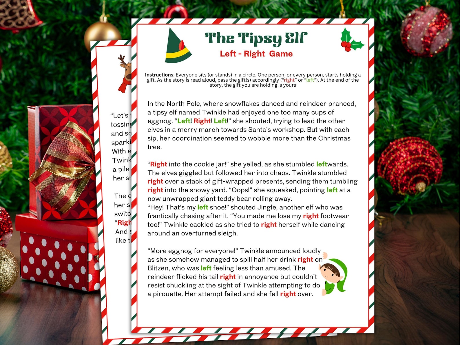Christmas Left Right Game, Holiday Party Gift Swap Game, Pass the Gift ...