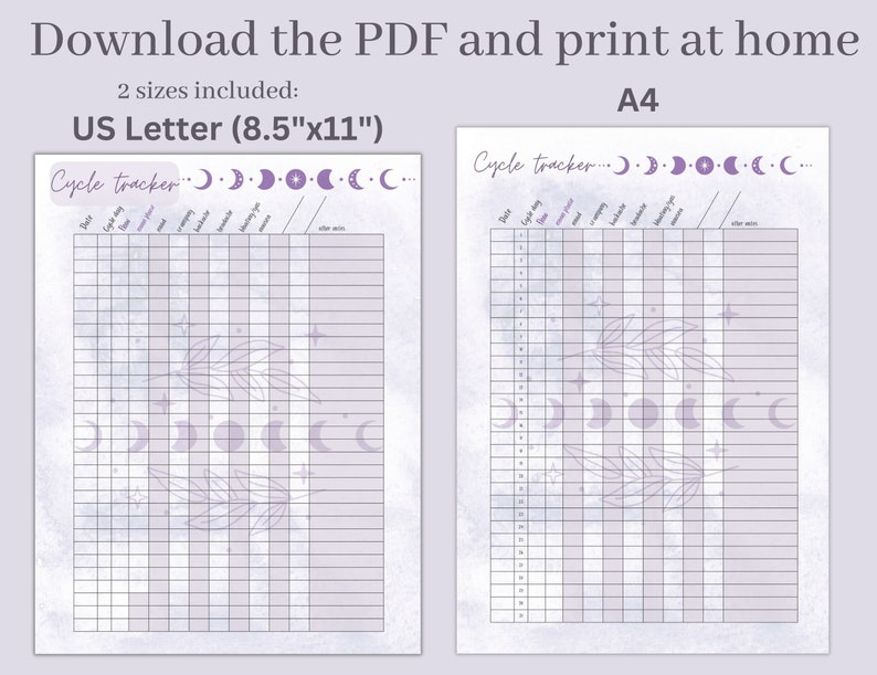 Period Tracker Printable Lunar Calendar 2024, Mood and Moon Tracker ...