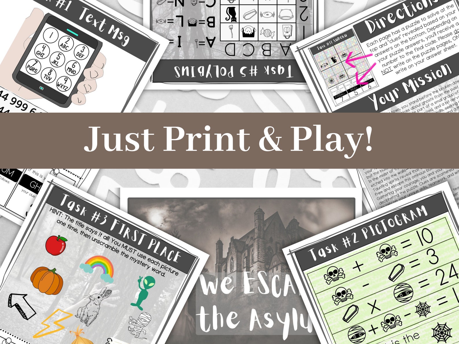 Haunted Asylum Escape Room Printable Escape Game for Kids Tweens Teens ...