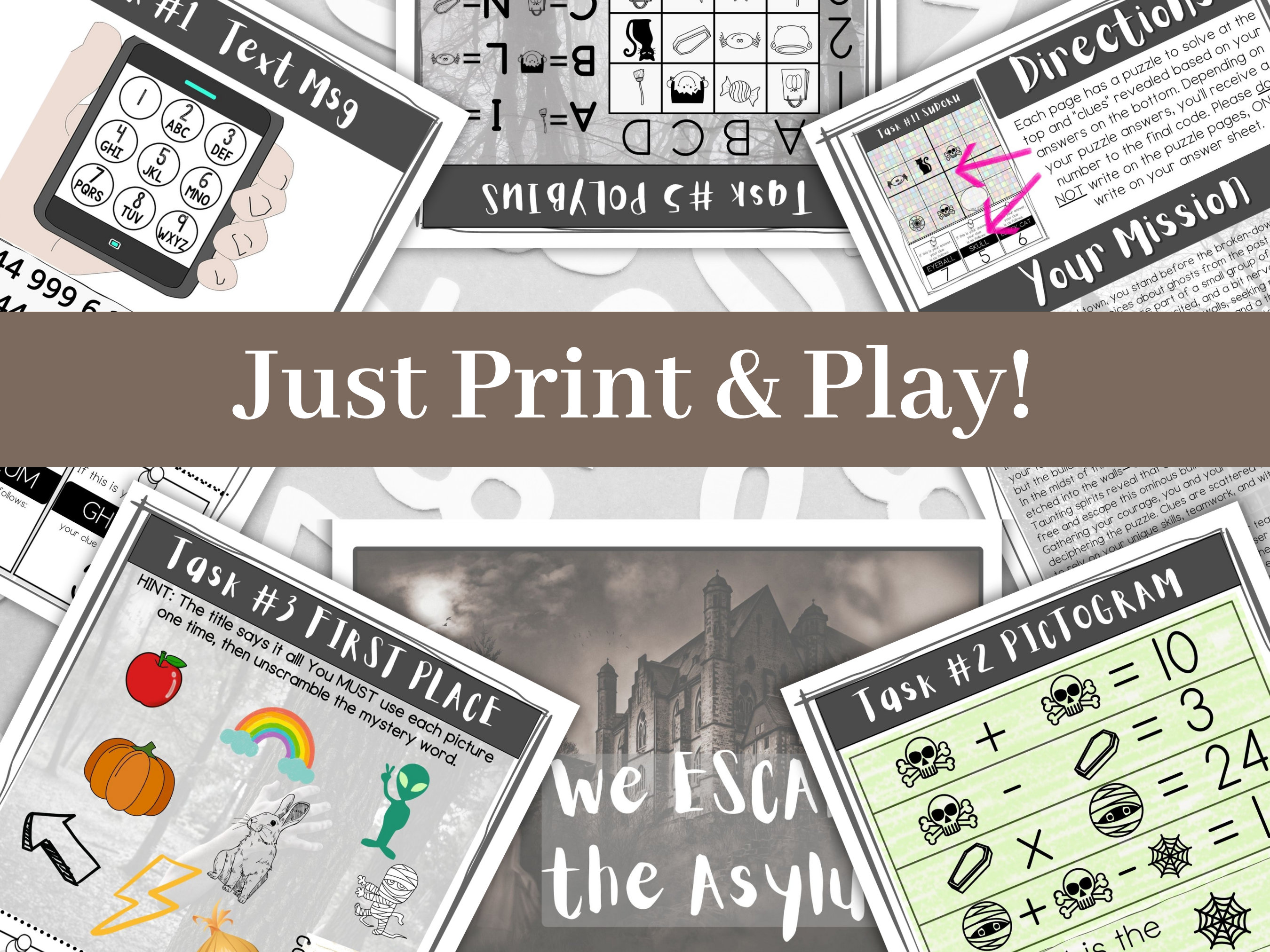 Haunted Asylum Escape Room Printable Escape Game for Kids Tweens Teens ...
