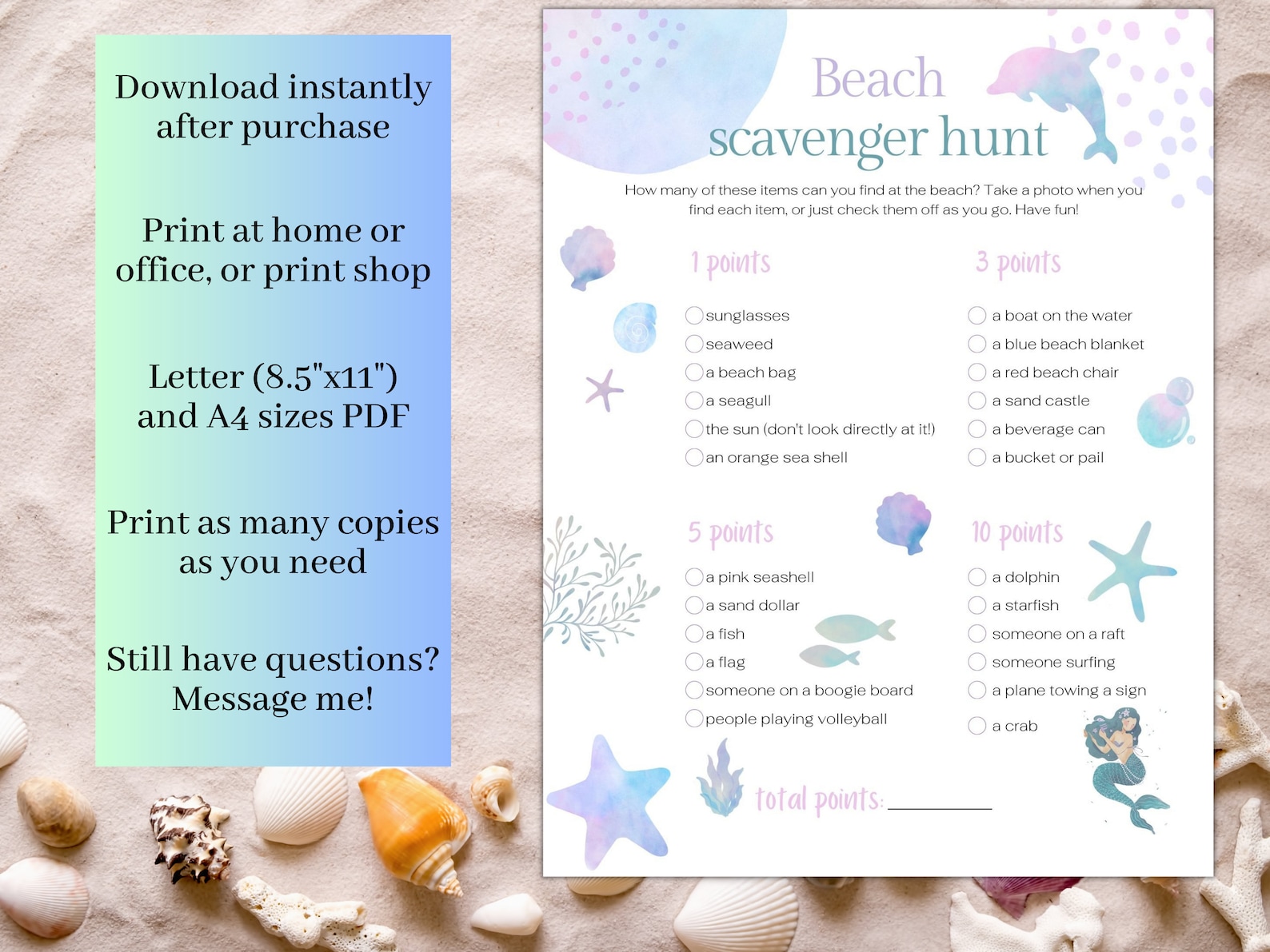 Beach Scavenger Hunt for Teens Tweens and Kids, Photo Scavenger Hunt ...