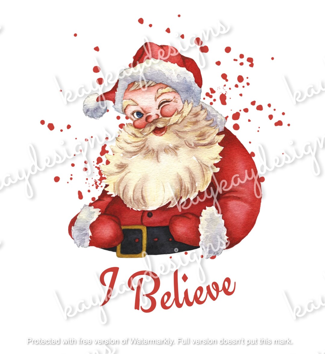 Vintage Classic Sant I Believe PNG 300 Dpi, Santa Claus, Sublimation ...