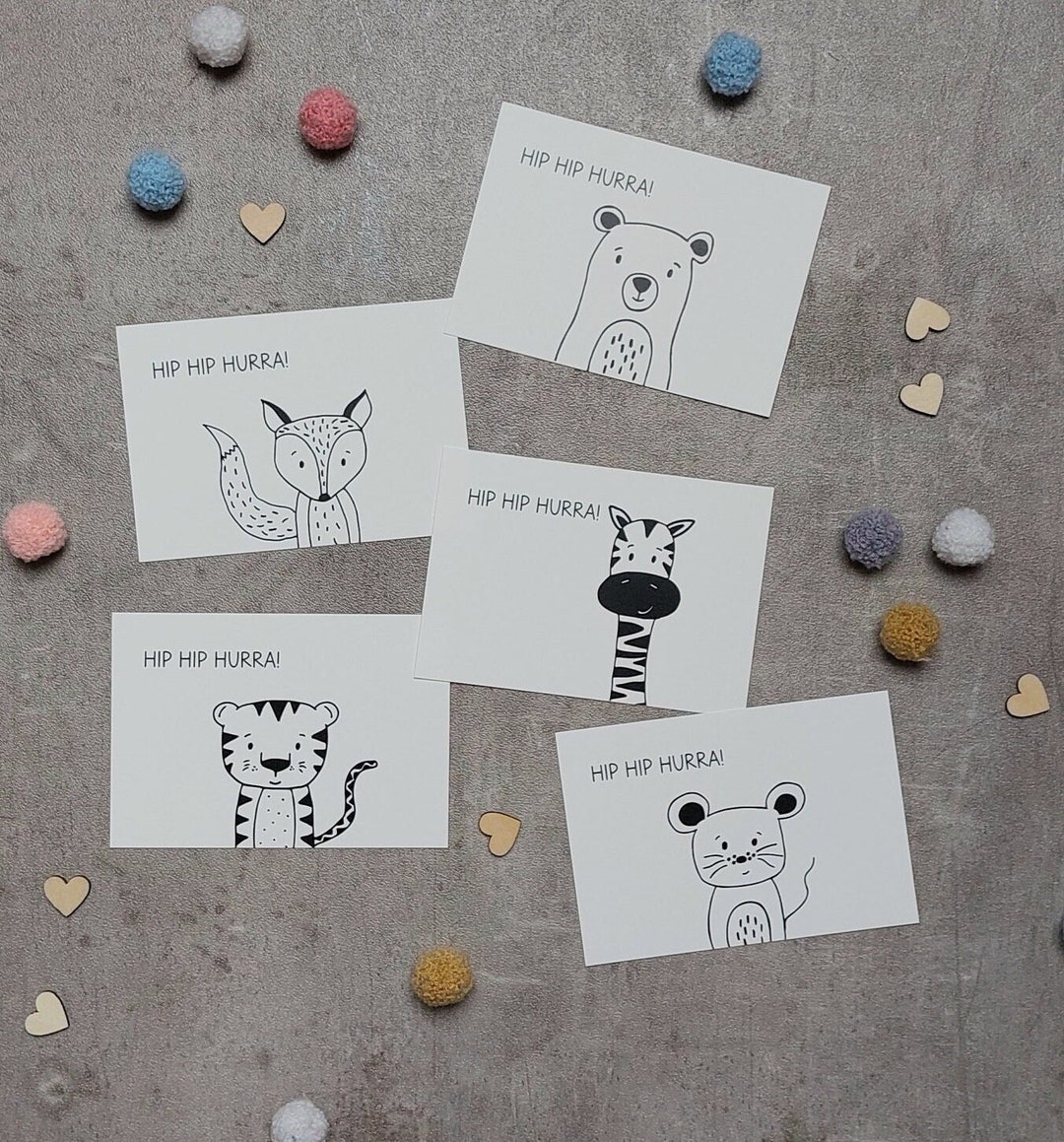 Card Hip Hip Hurra | Birthday Card Animals | Greeting Card Animals ...