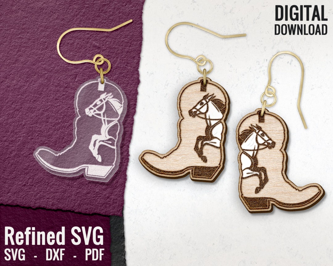 Cowboy Boot Horse Earring SVG: Western Laser Cut File (digital Download ...