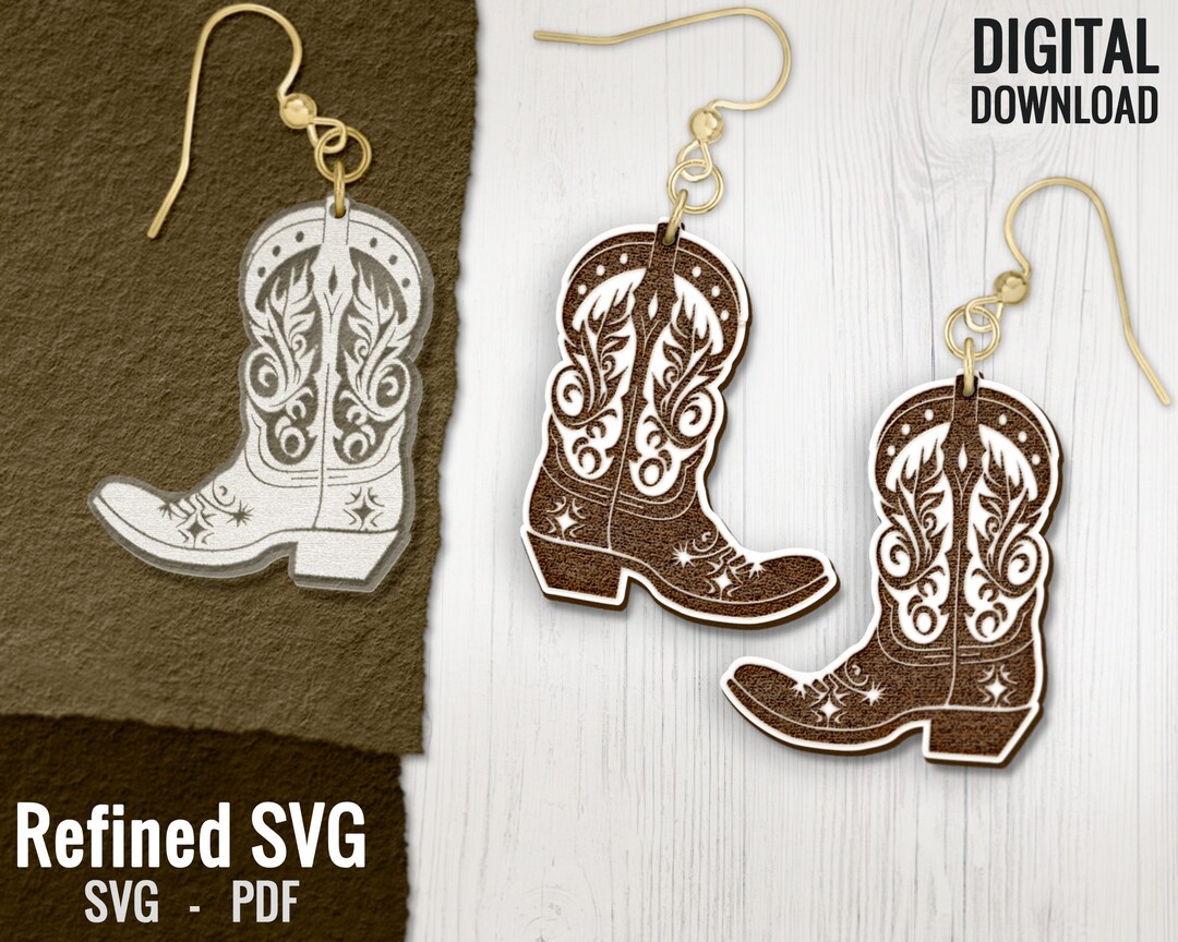 Cowboy Boots Earring SVG: Western Laser Cut File (digital Download) - Etsy
