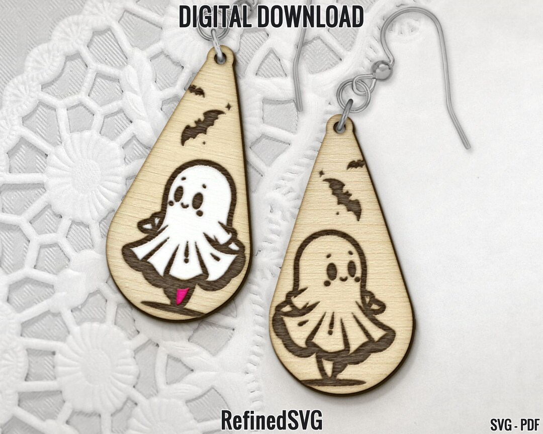 Ghost Earrings SVG, Dancing Ghost Laser Earring File, Ghost Balerina ...