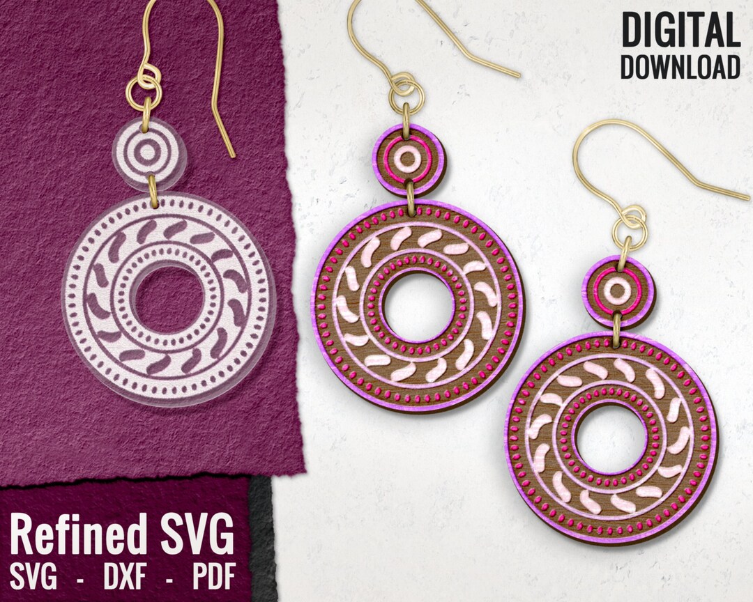 Circle Earring SVG, Boho Round Laser Earring File, Wood Earring SVG ...