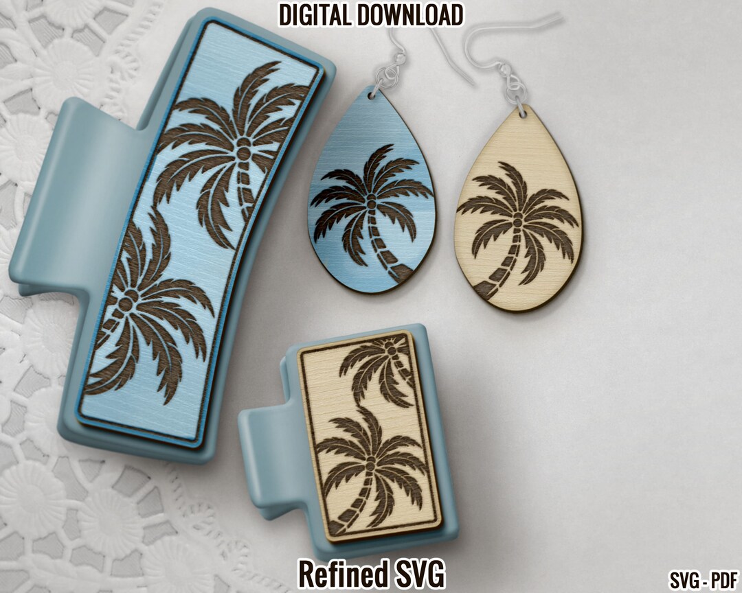 Palm Tree Hair Clip SVG Files: Laser Cut Tropical Hair Accessories ...