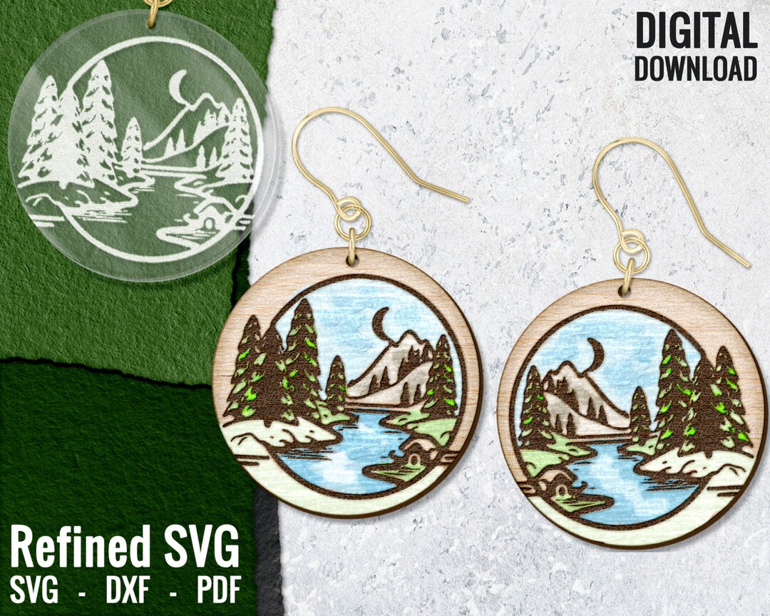 Landscape Earring SVG: Scenery Laser Cut File (digital Download) - Etsy