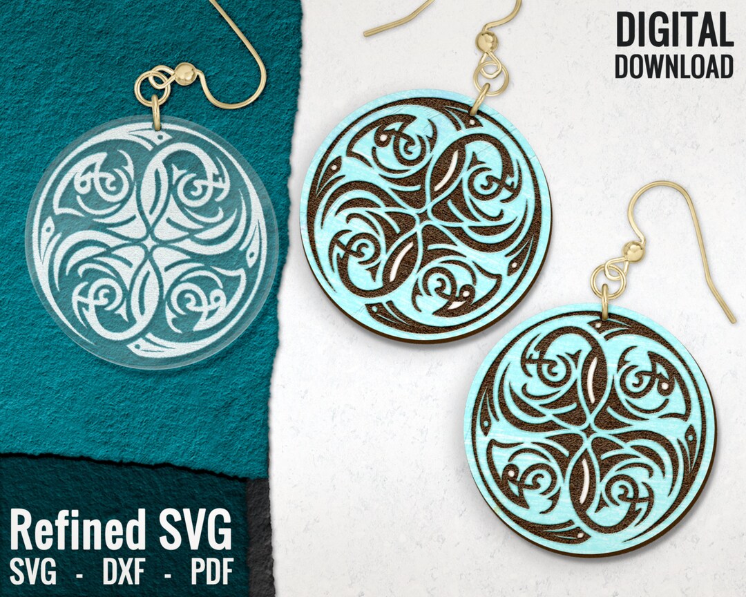 Boho Earring SVG, Ornate Laser Earring File, Wood Earring SVG, Earring ...