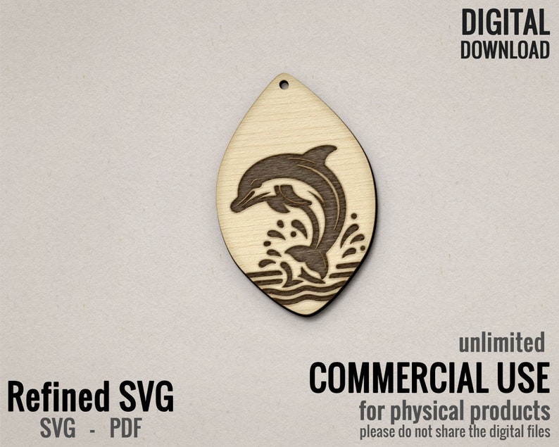Dolphin Earring SVG: Laser Cut File, Glowforge Jewelry (digital ...