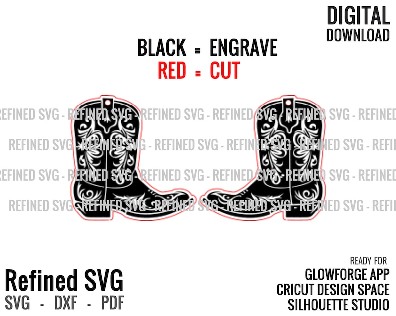 Cowboy Boots Earring SVG: Western Laser Cut File (digital Download) - Etsy