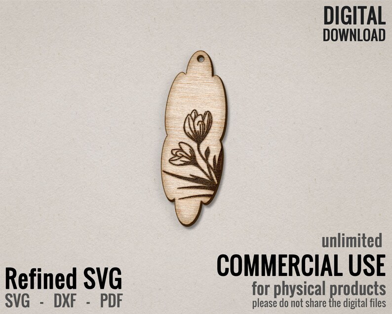 Crocus Earring SVG Flower Laser Engraved Earring Files - Etsy