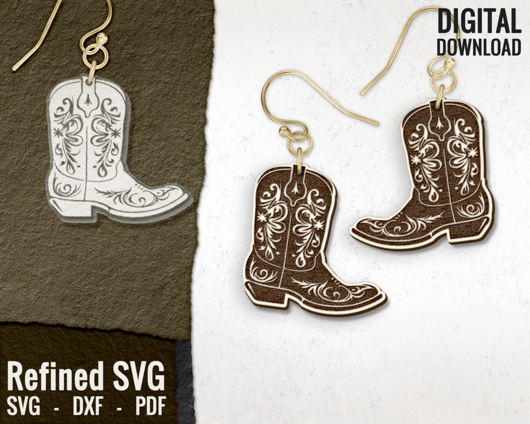 Cowboy Boots Earring SVG: Western Laser Cut File (digital Download) - Etsy