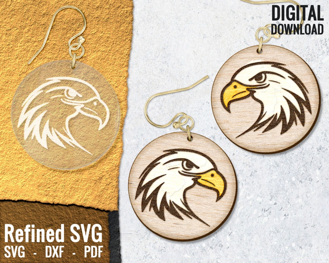 Eagle Earring SVG: Laser Cut Files, Keychain Design (digital Download ...