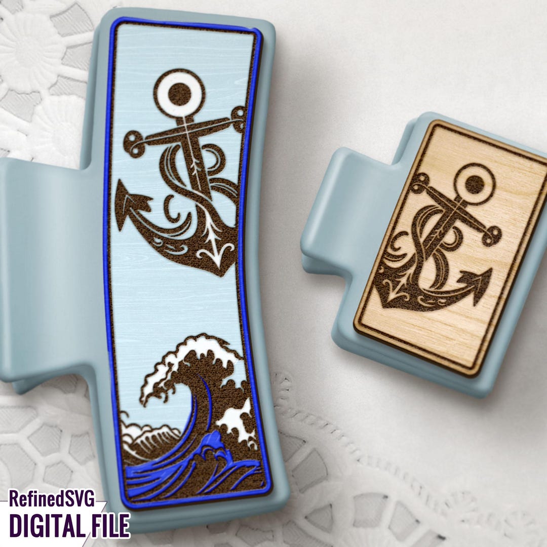 Sailing Hair Clip SVG Laser Cut File: Anchor Claw Design (digital ...