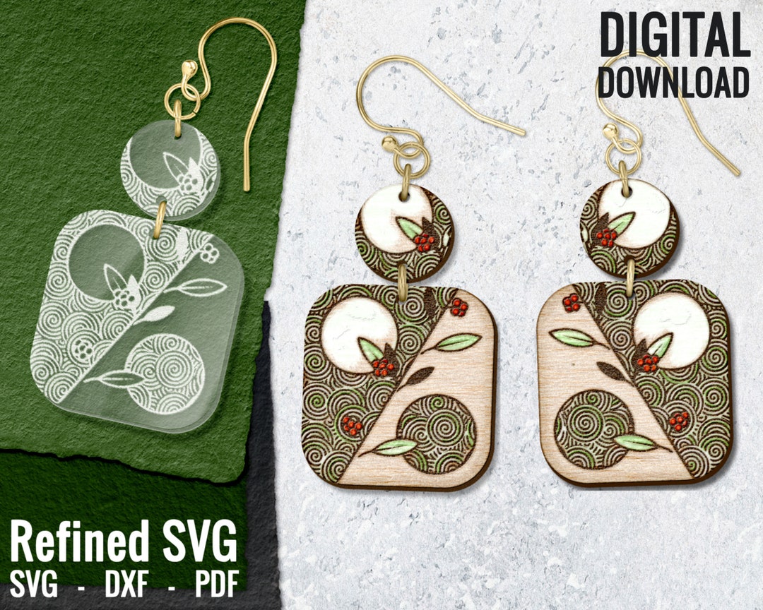 Ornate Winter Earring SVG, Modern Earring SVG, Glowforge Jewelry, Laser ...