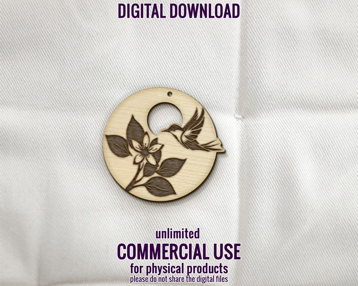 Hummingbird Flower Earring SVG: Laser Cut File (commercial Use) - Etsy