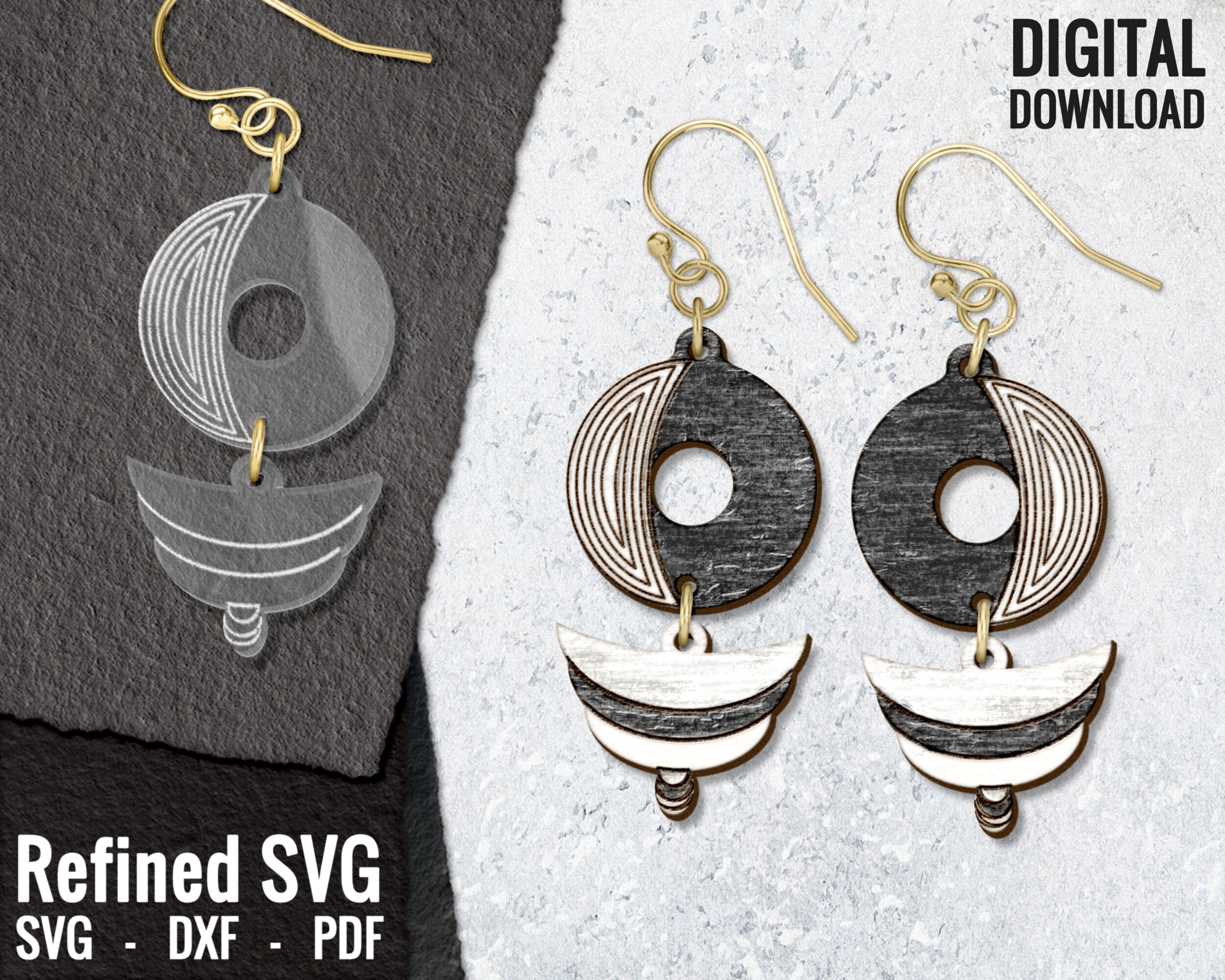 Boho Earring SVG Wood Earring SVG Modern Laser Earring File - Etsy