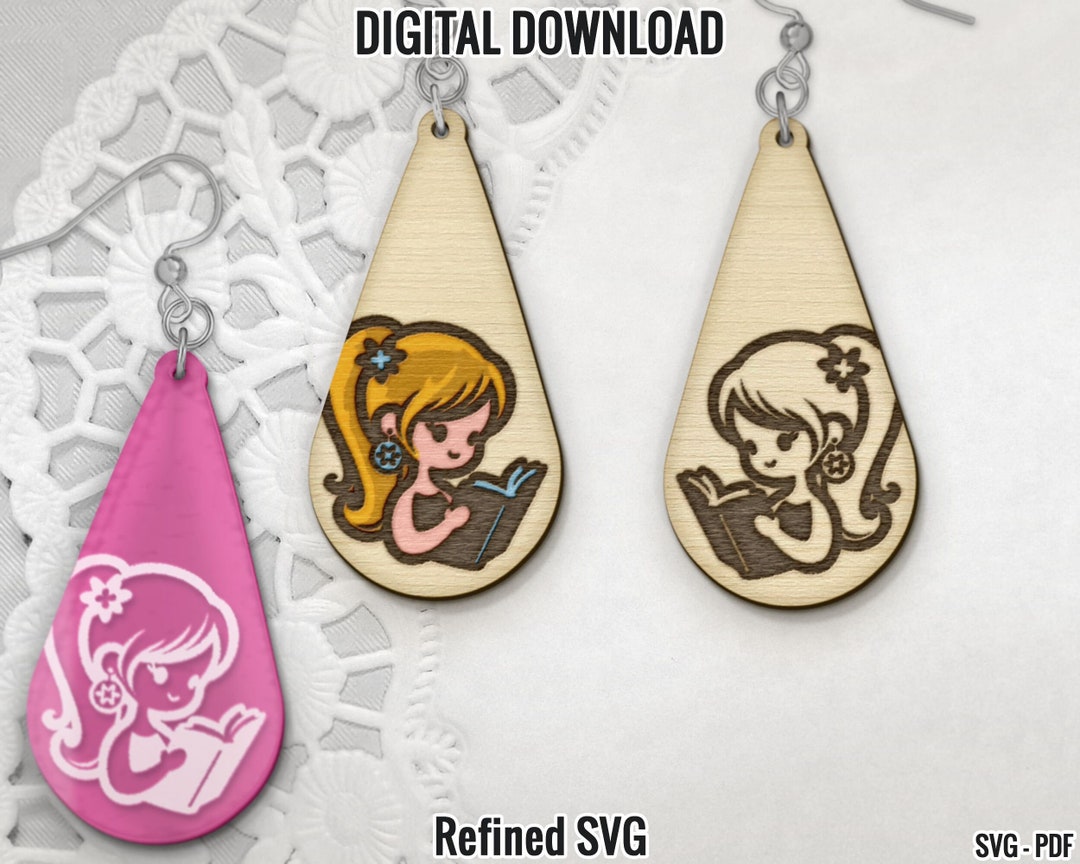 Reading Earring SVG, School Earrings Files, Books SVG Earring Dangle ...