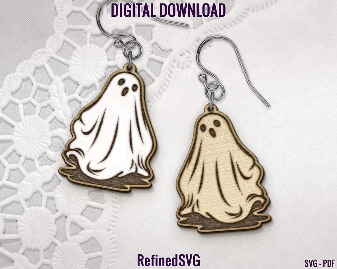 Ghost Earrings SVG, Ghost Laser Earring File, Halloween Wood Earring ...