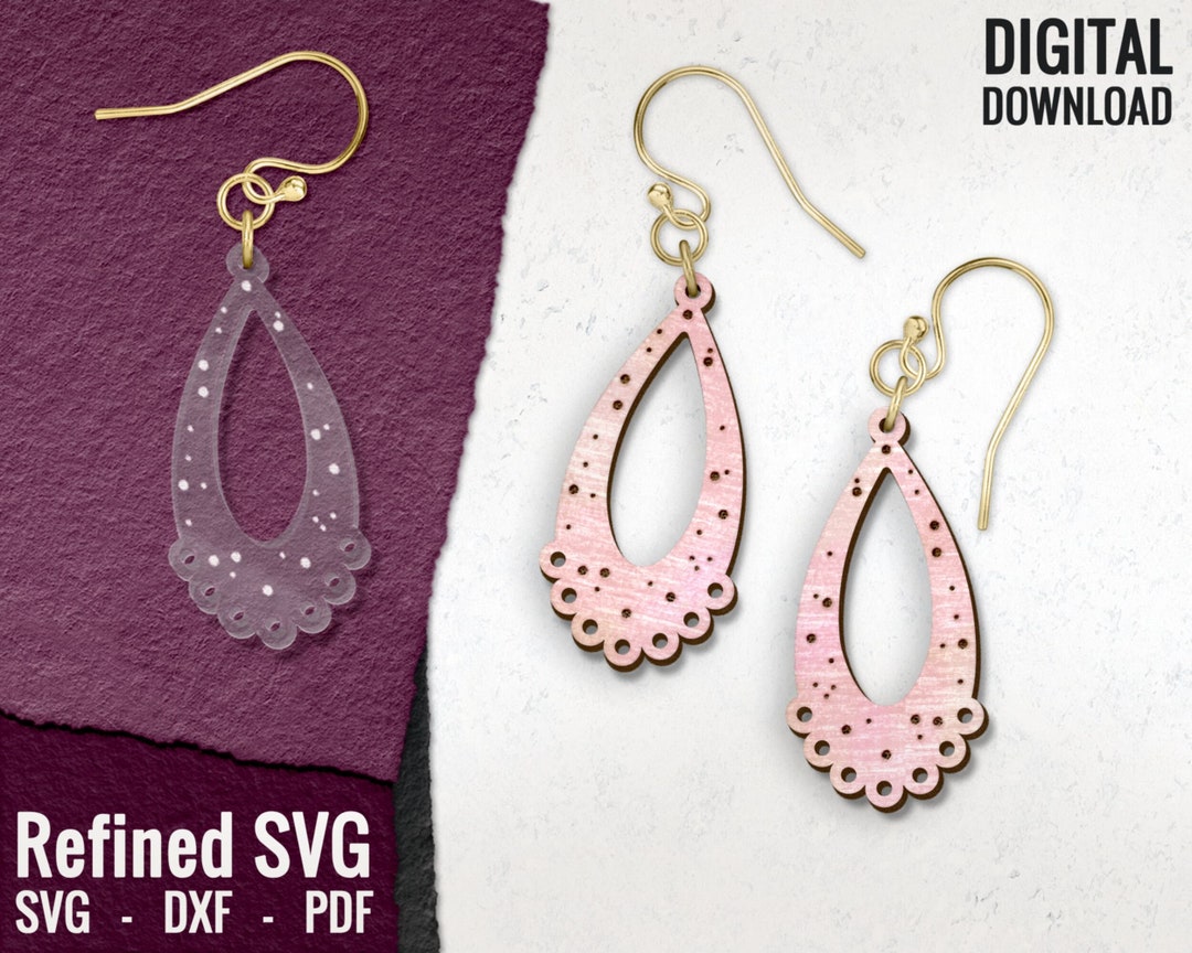 Laced Teardrop Dangles SVG, Teardrop Laser Earring File, Tear Drop Wood ...