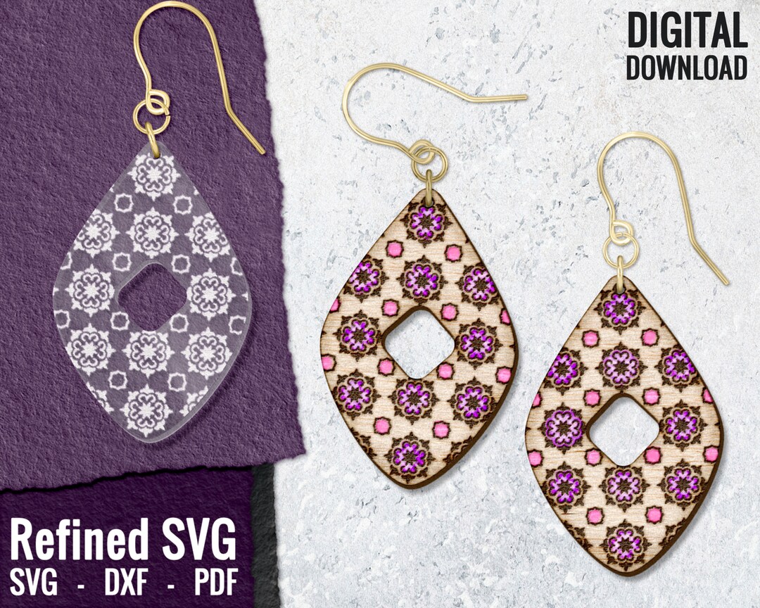Geometric Earring SVG Floral Cutting Machine Files Craft - Etsy