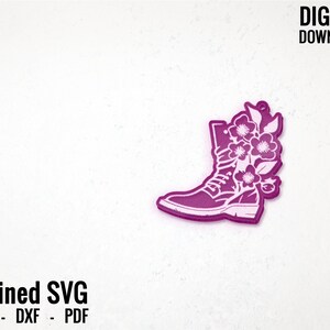 Boots With Flowers Earring SVG, Cowboy Boots Western Earring Laser SVG ...