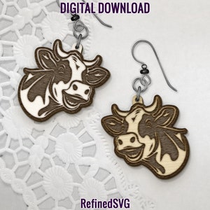 Cute Cow Earring SVG Bundle, 8 Cute Cow Earring Files, Cow Earring SVG ...