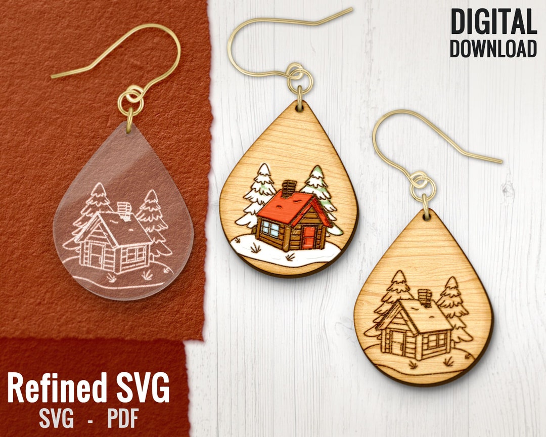 Snowy Landscape Earring SVG, Winter Wood Earring SVG, Winter Earring ...