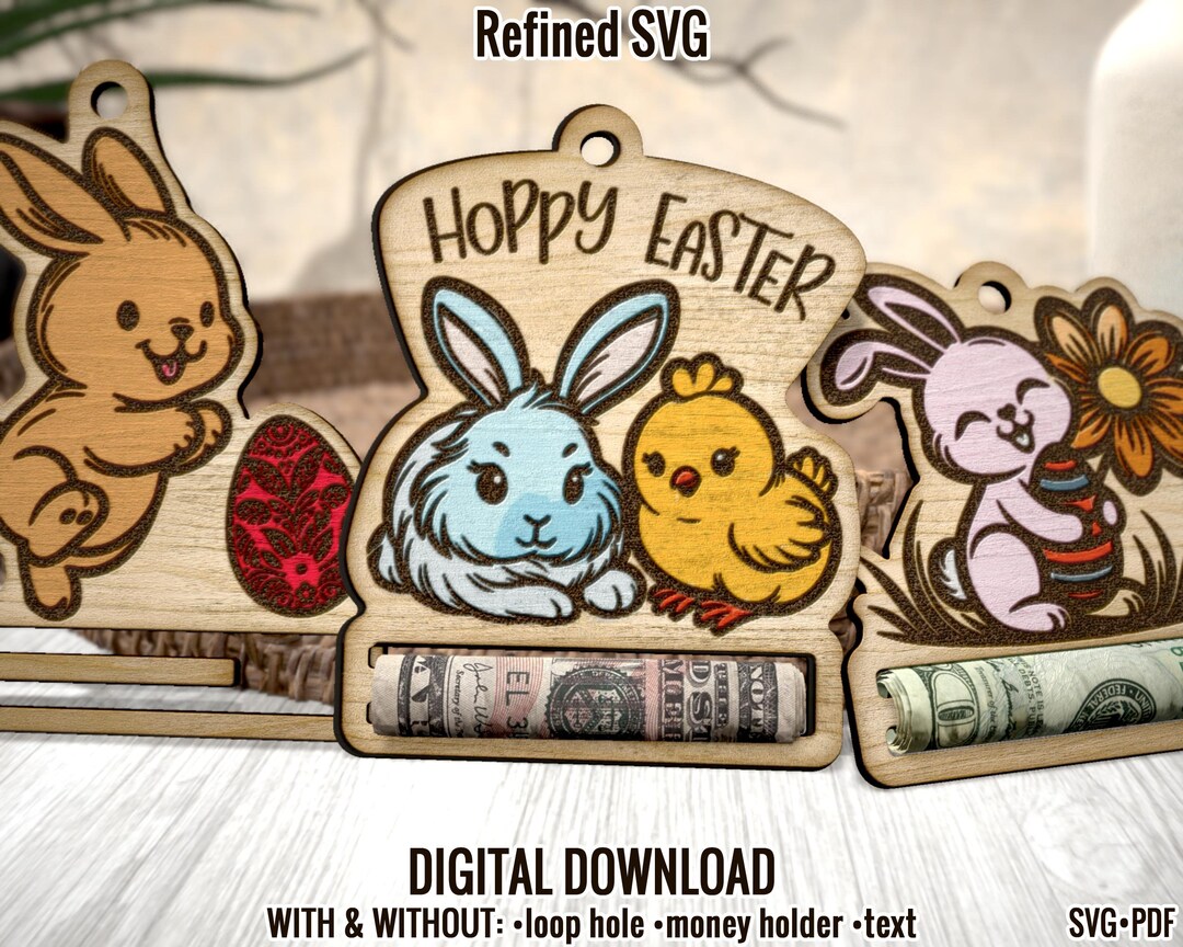 Easter Money Holder SVG, 3 Easter Money Clip SVG, Bunny Cash Holder SVG ...