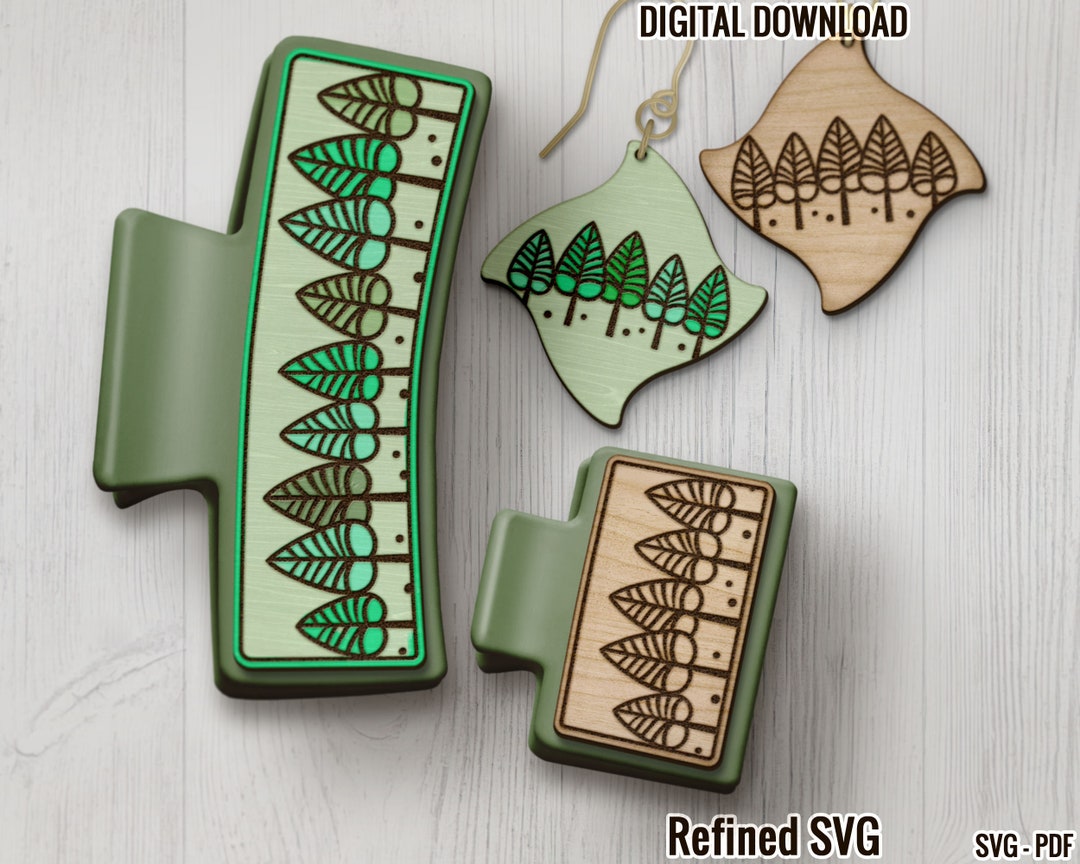 Trees Hair Clips SVG File, Matching Trees Earring SVG File Set, Trees ...