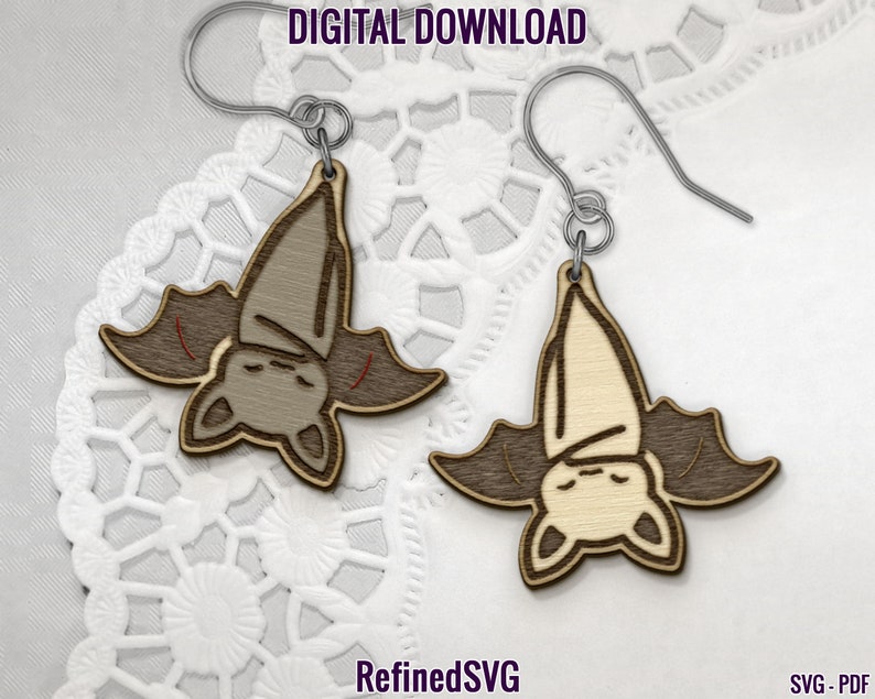 Bat Earrings SVG Bundle: Halloween Laser Cut Files (PDF, SVG) - Etsy