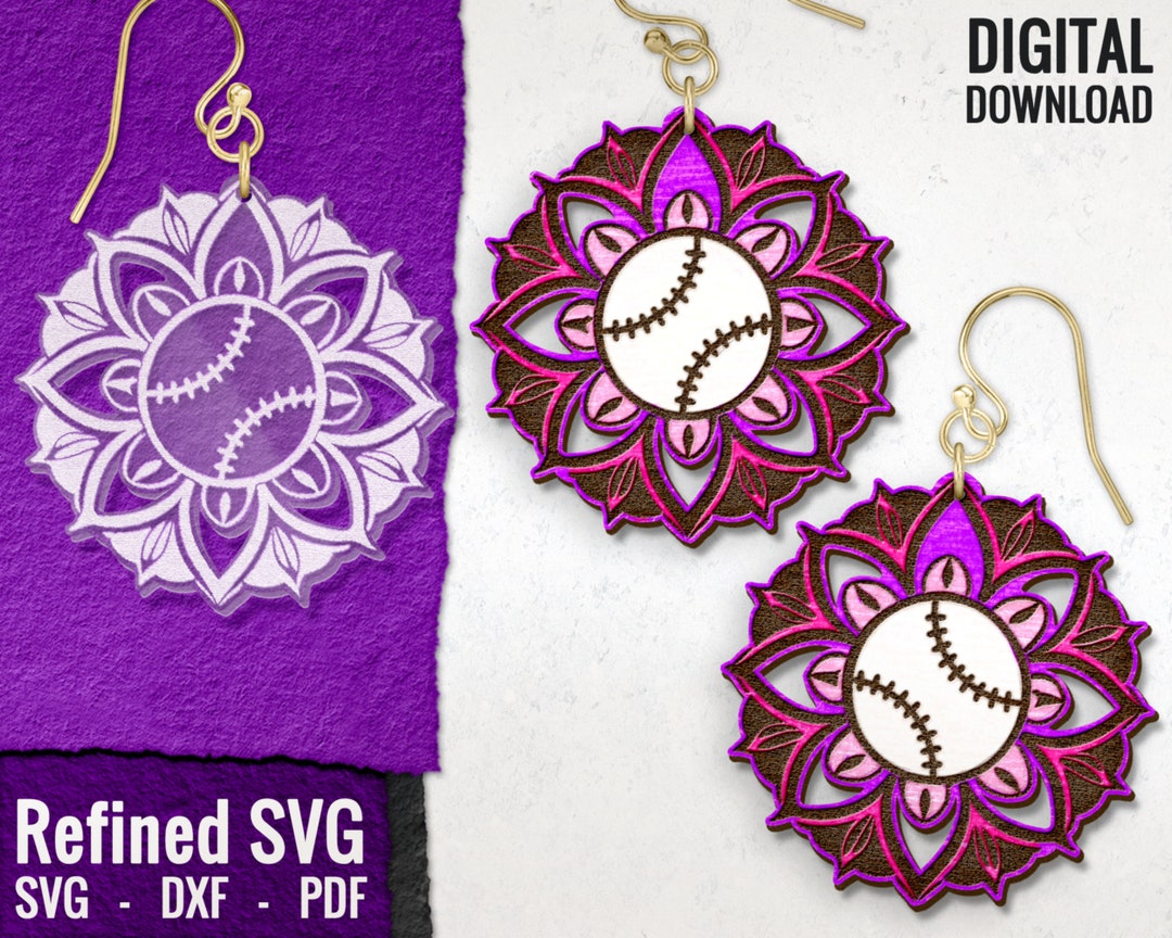Baseball Mandala Earring SVG, Laser Cut File (digital Download) - Etsy