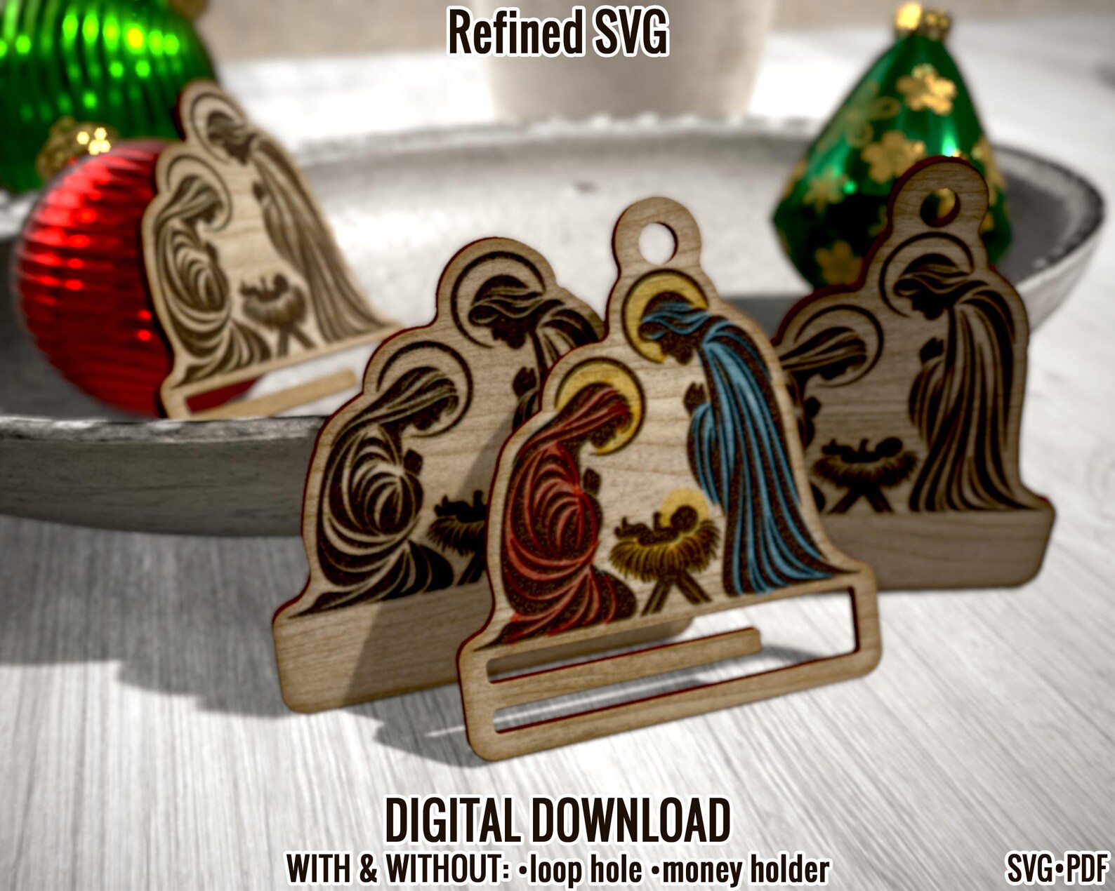 Nativity Money Holder SVG, 3 Christmas Money Clip SVG, Manger Cash ...