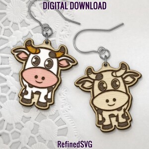 Cute Cow Earring SVG Bundle, 8 Cute Cow Earring Files, Cow Earring SVG ...